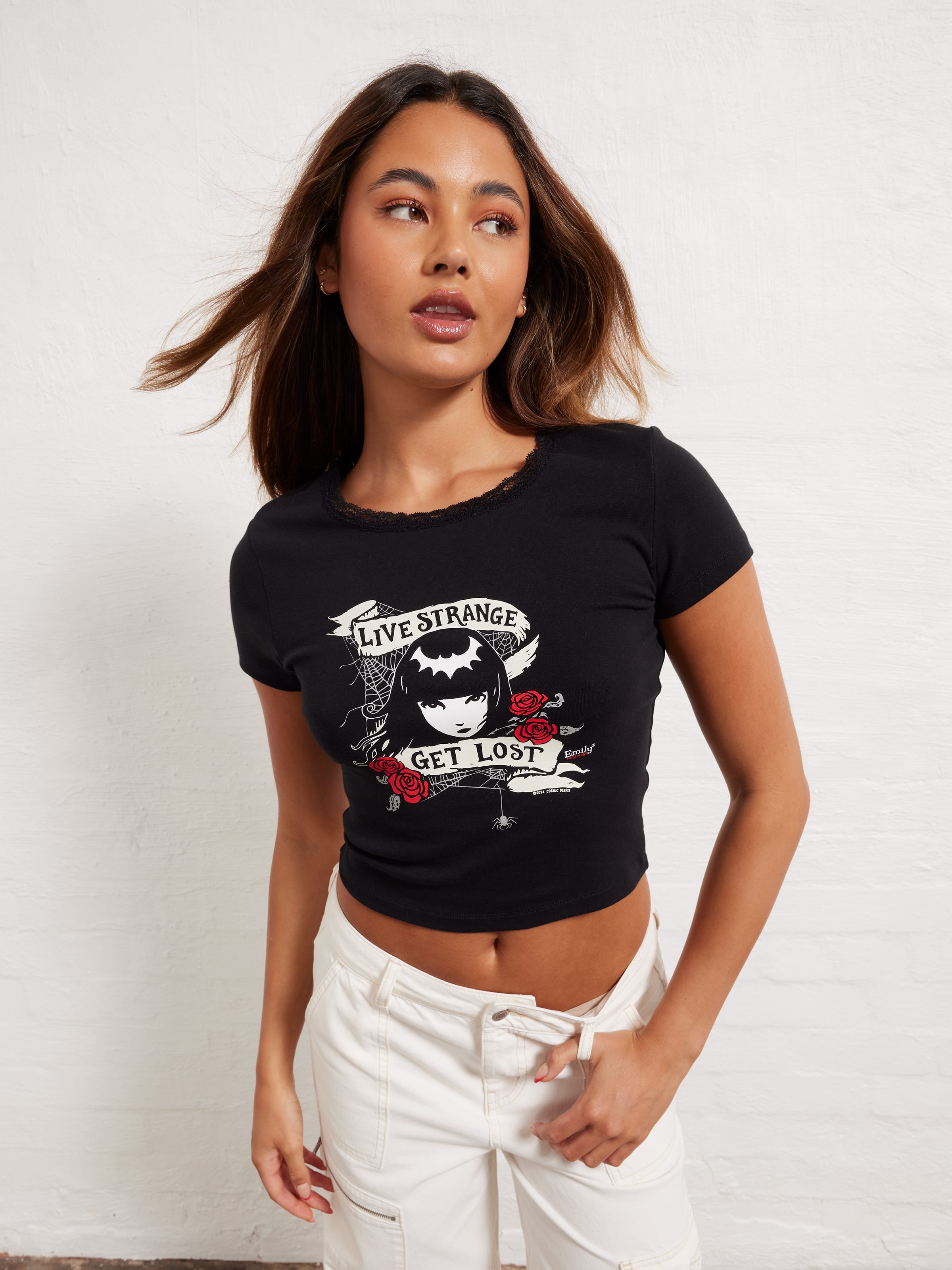 Emily Lace Trim Baby Tee - Jay Jays Online