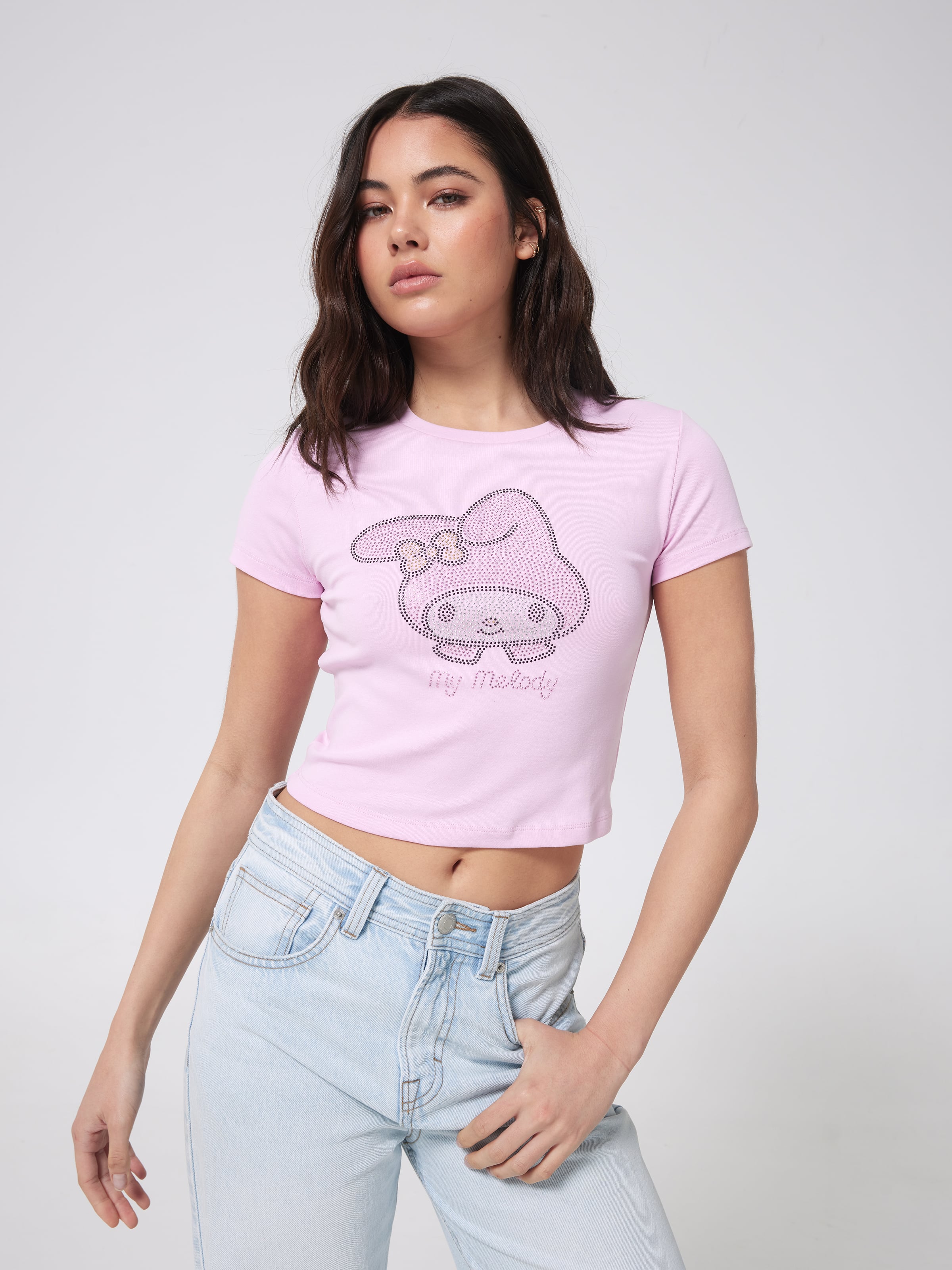 My Melody Diamonte Baby Tee Pink - Jay Jays Online
