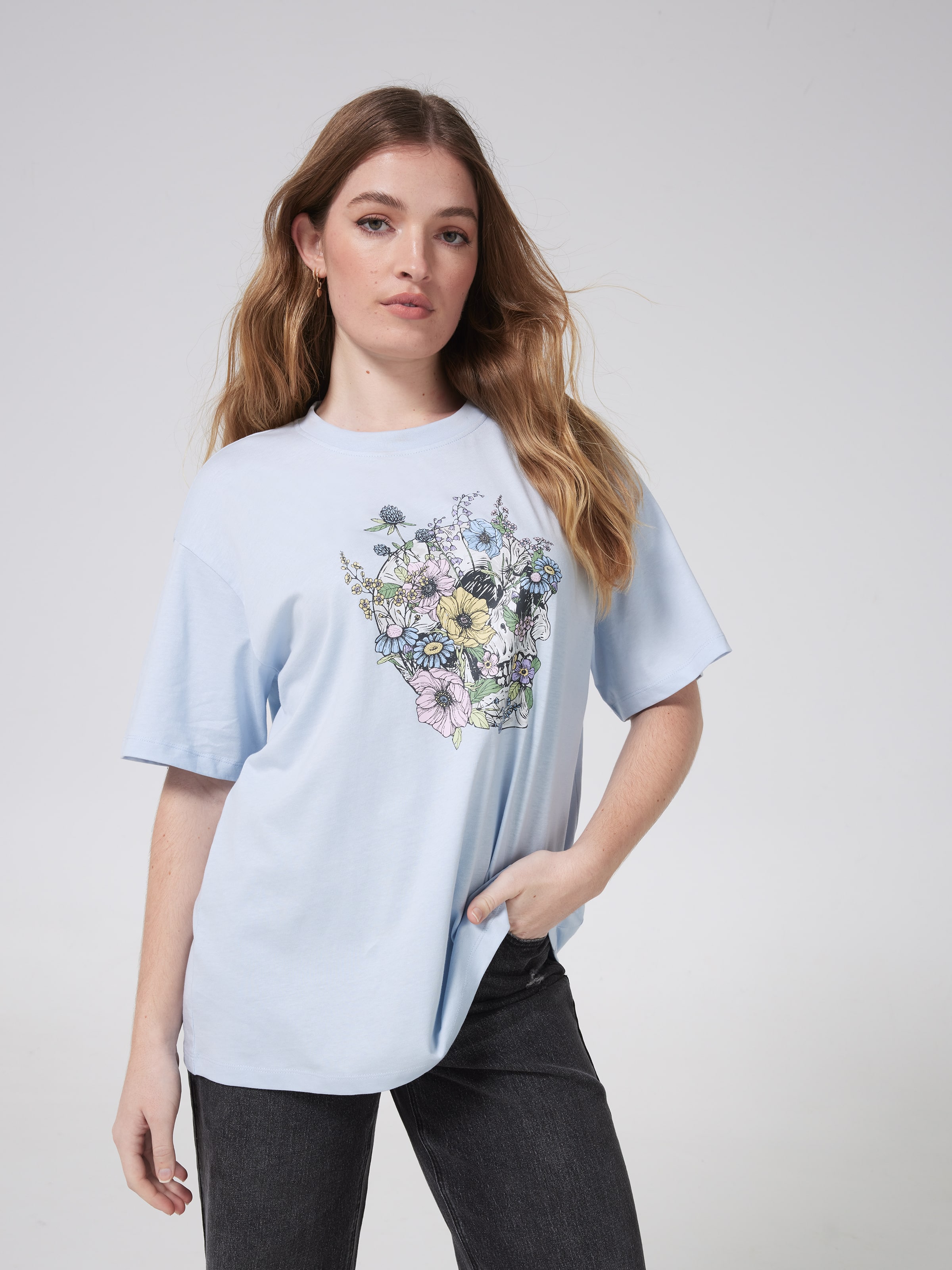 Floral Skull Oversized Tee - Jay Jays Online