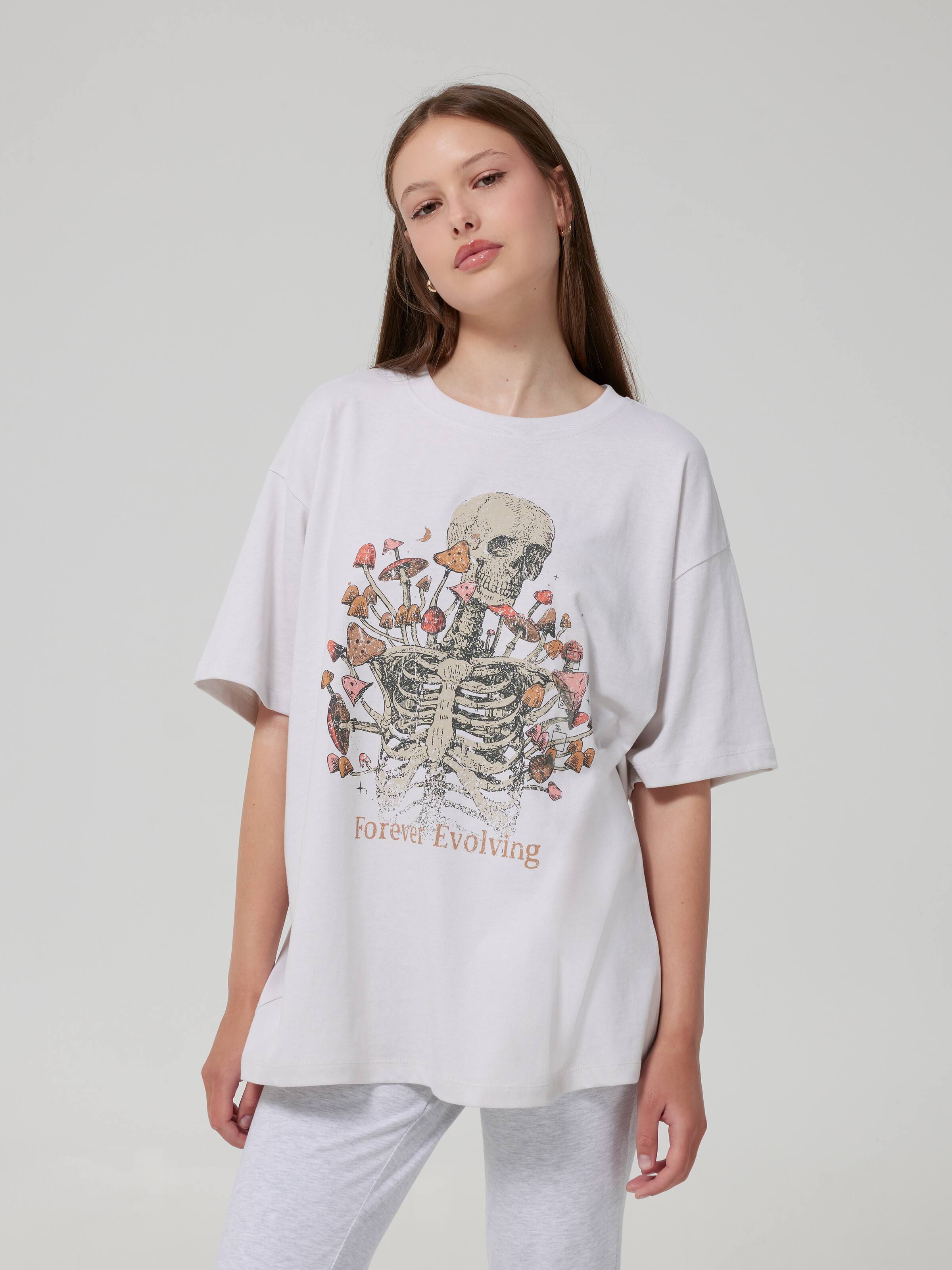 Forever Evolving Skeleton Oversized Tee Smokey Haze - Jay Jays Online