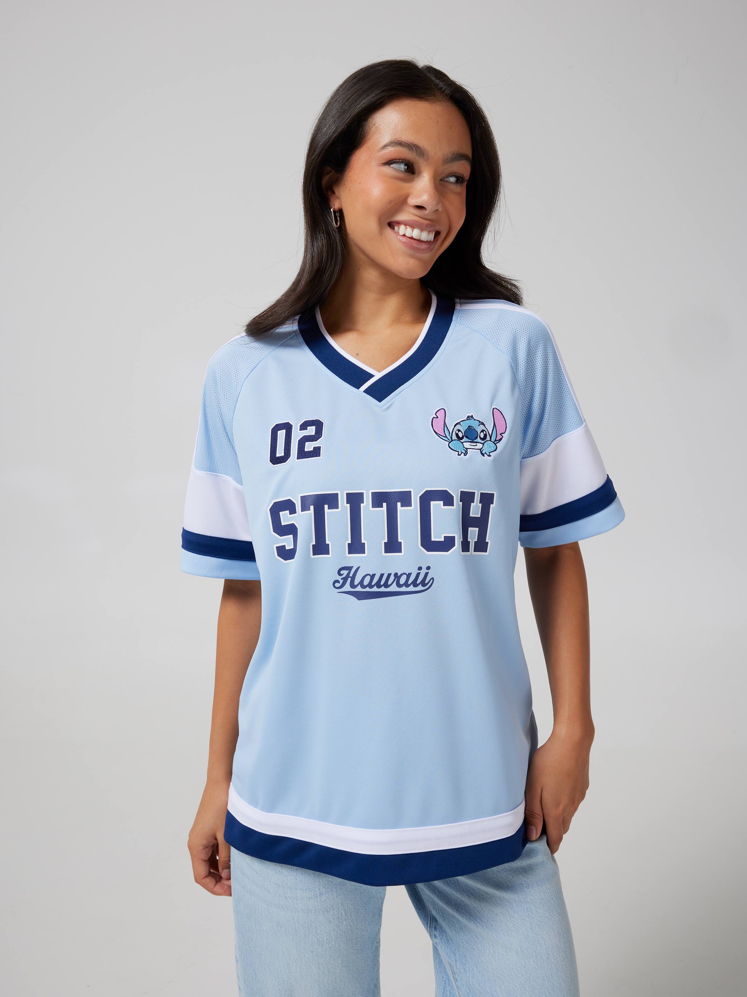 Lilo & Stitch Sporty Stitch Jersey Tee Blue - Jay Jays Online