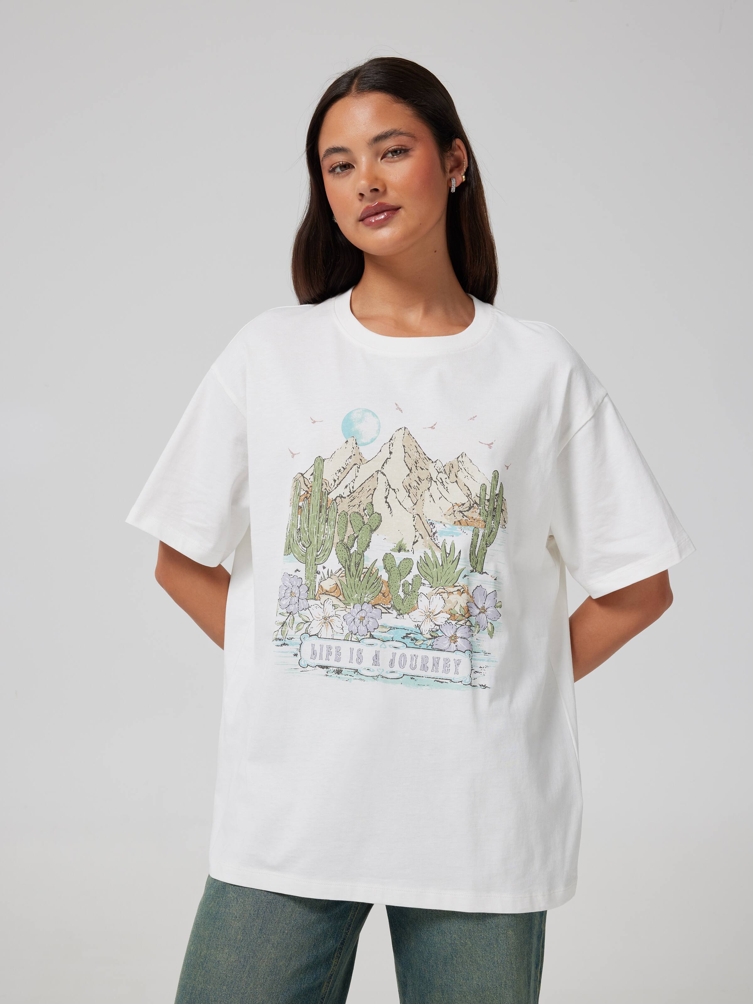 Life Is A Journey Oversized Tee Neutral - Jay Jays Online