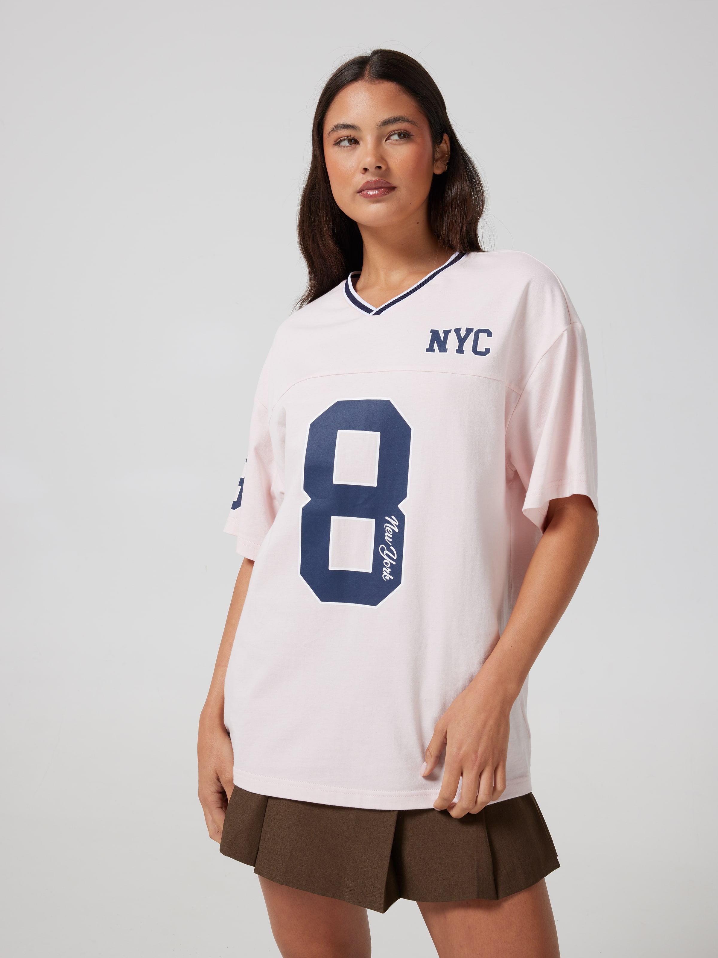 Nyc 8Seam Oversized Tee Pink Blue - Jay Jays Online