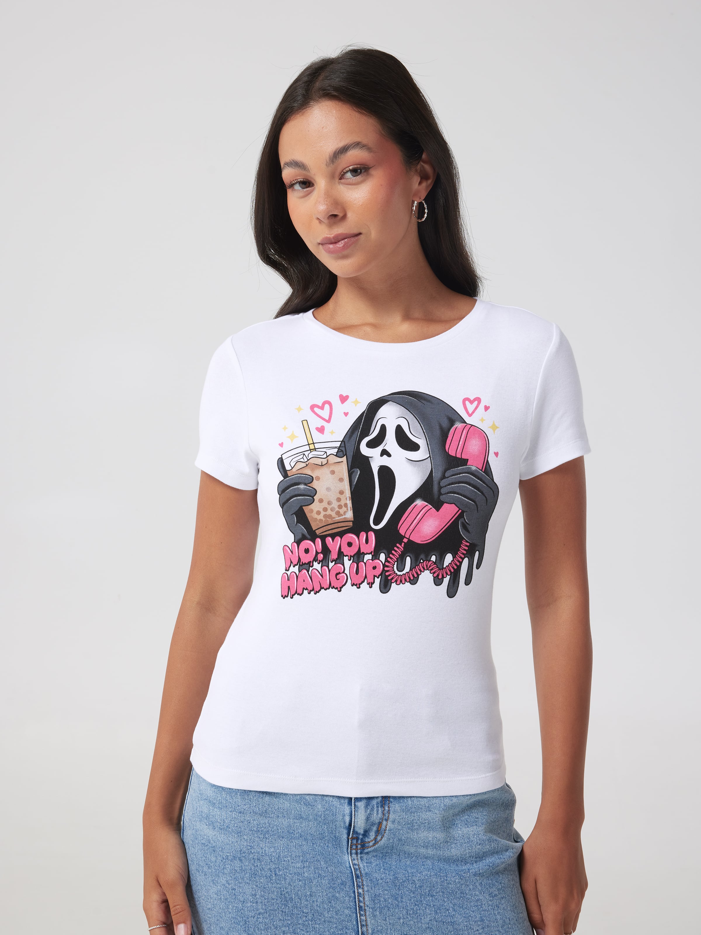 Ghost Face No You Hang Up Baby Tee - Jay Jays Online