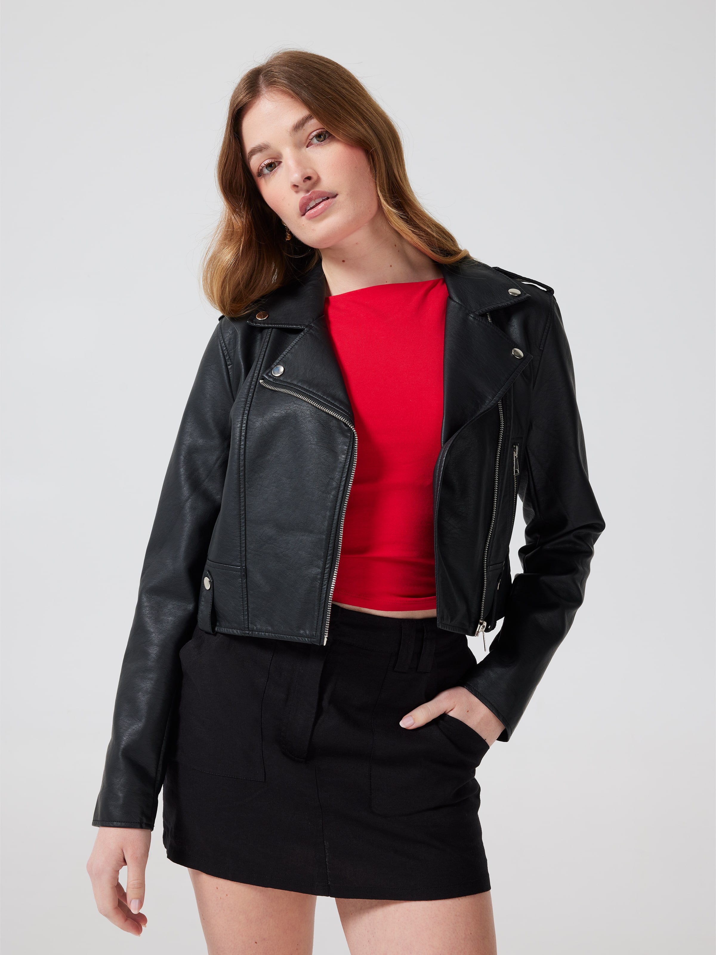 Crop Pu Biker Jacket - Jay Jays Online