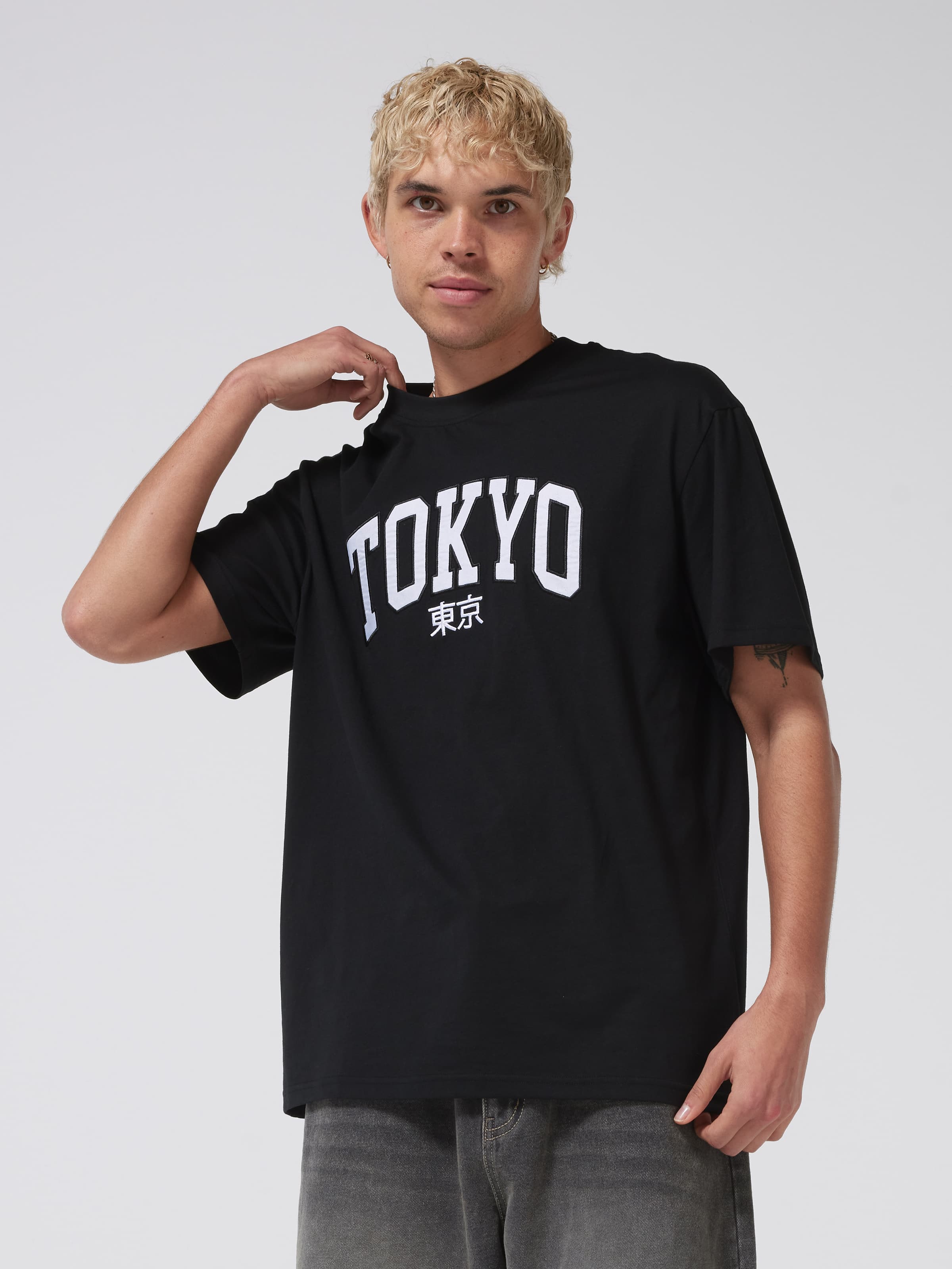 Embroidered Tokyo Relaxed Short Sleeve Tee - Jay Jays Online