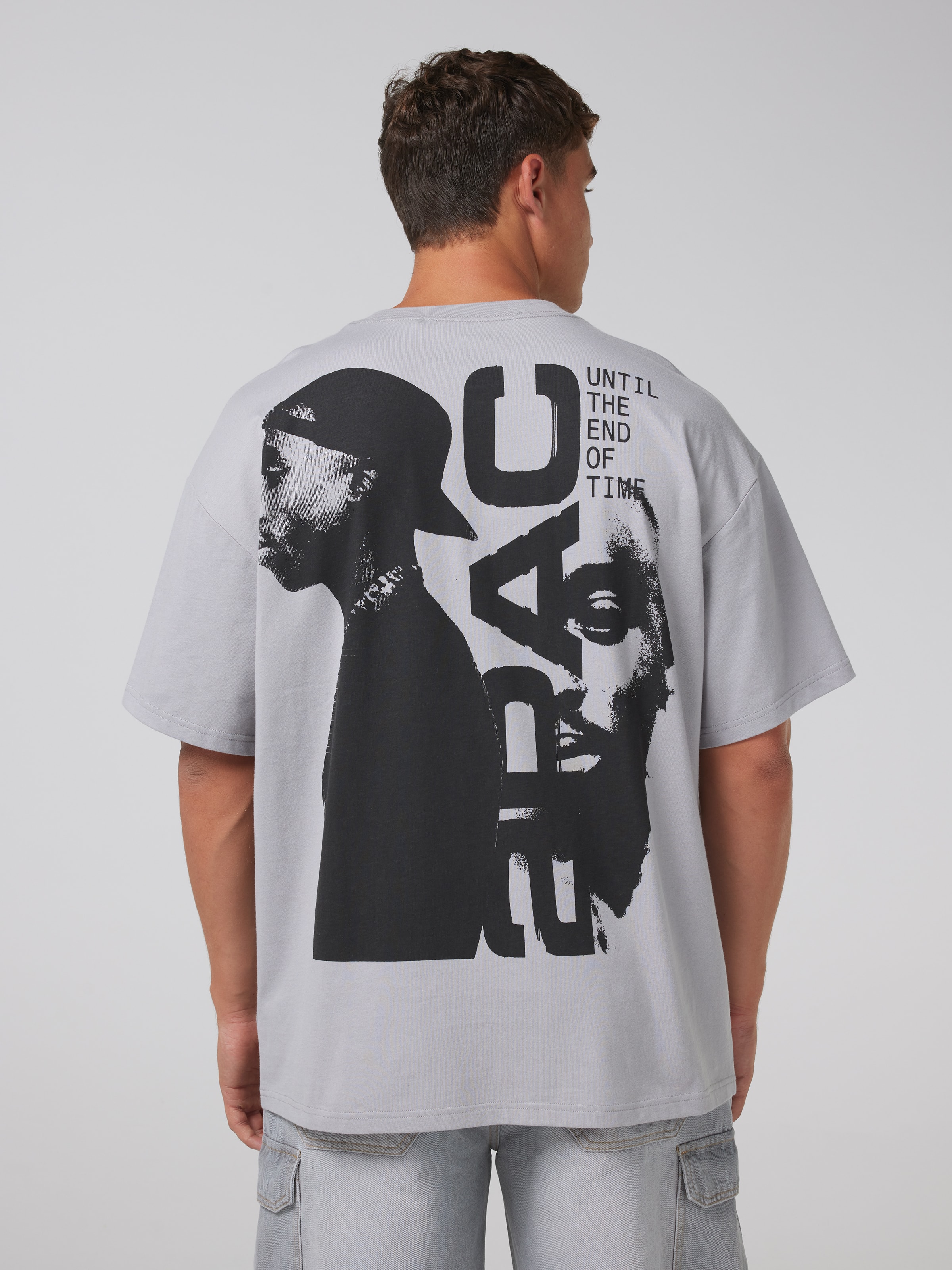 Tupac End Time Oversized Tee Ash Grey - Jay Jays Online