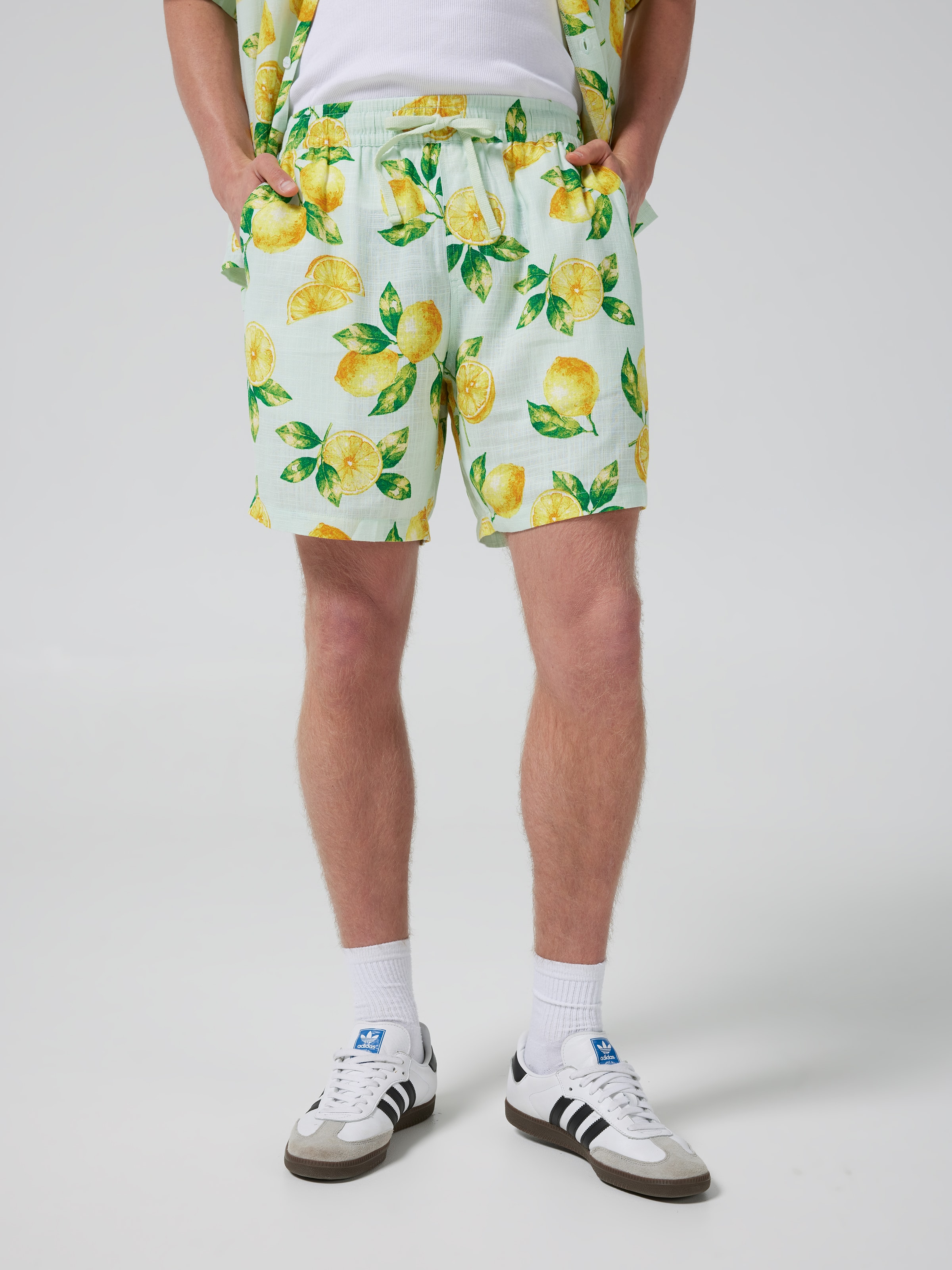 Byron Vacay Lemon Print Shorts Mint Yellow - Jay Jays Online