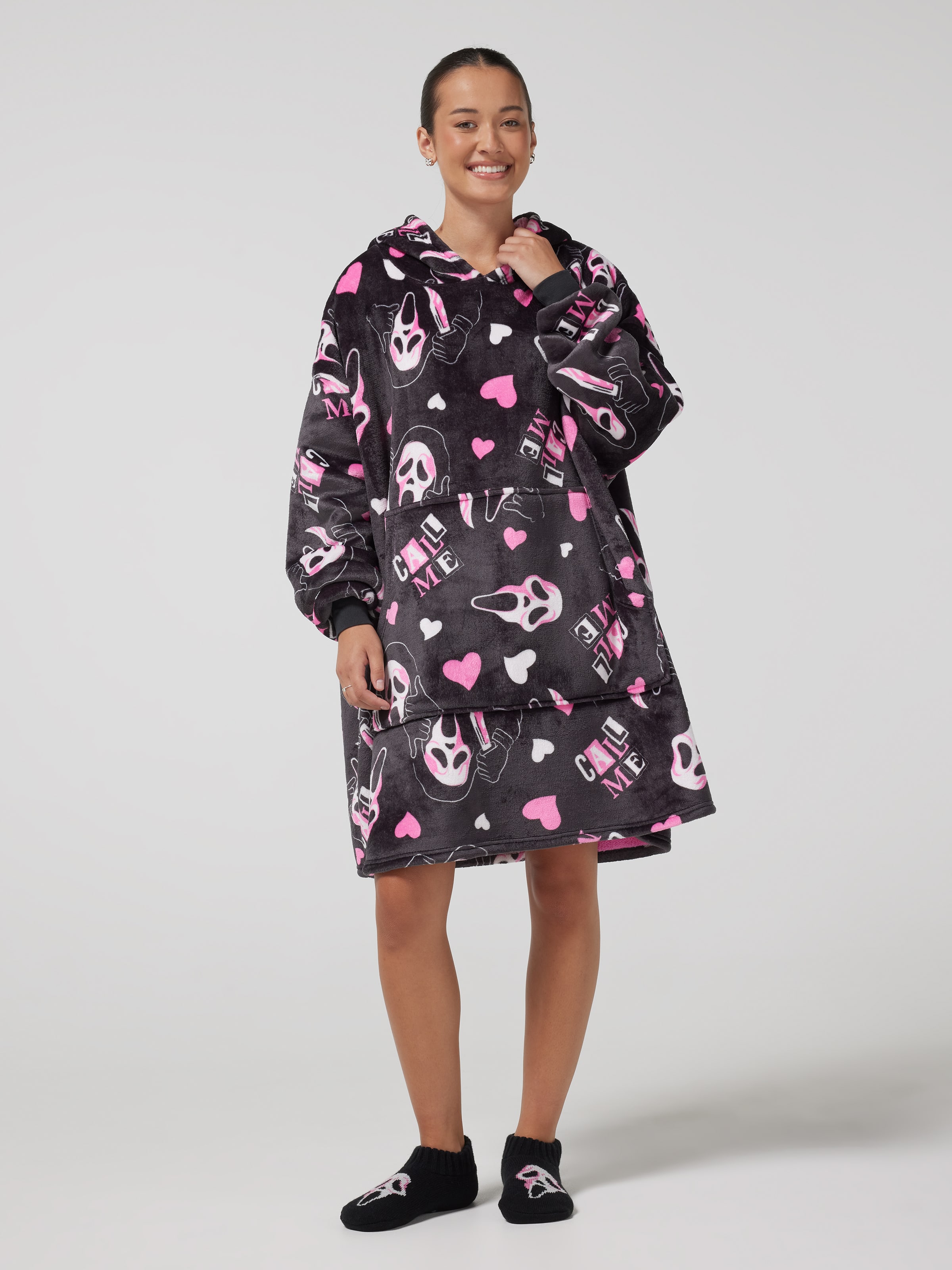 Ghostface Blanket Hoodie Black Pink - Jay Jays Online